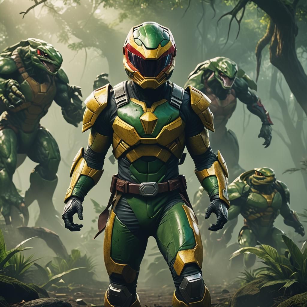 A human power ranger design inspired by the pokemon torterra - AI ...