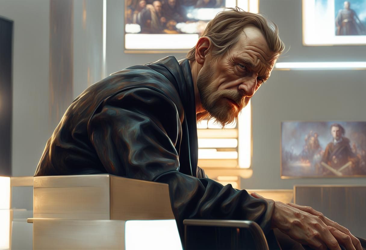 Science-fiction cinematic masterpiece. dof , 8k , oil on canvas ...