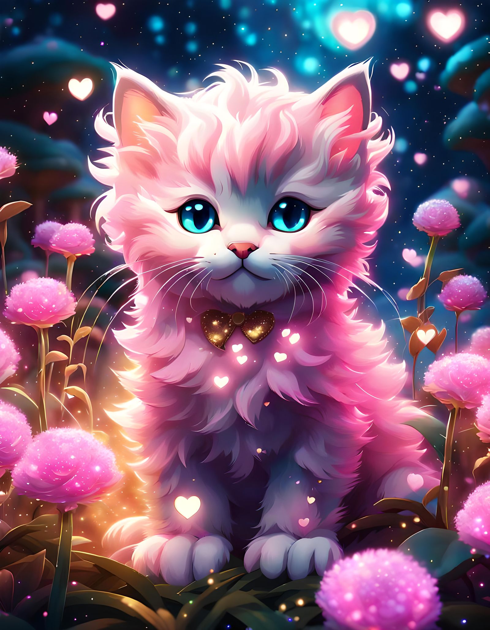Cute pink kitten - AI Generated Artwork - NightCafe Creator