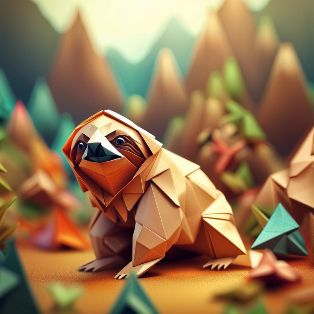 Sloth origami - AI Generated Artwork - NightCafe Creator