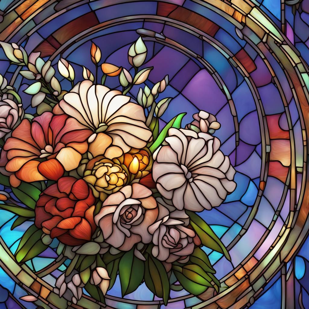 stained glass floral bouquet - AI Generated Artwork - NightCafe Creator