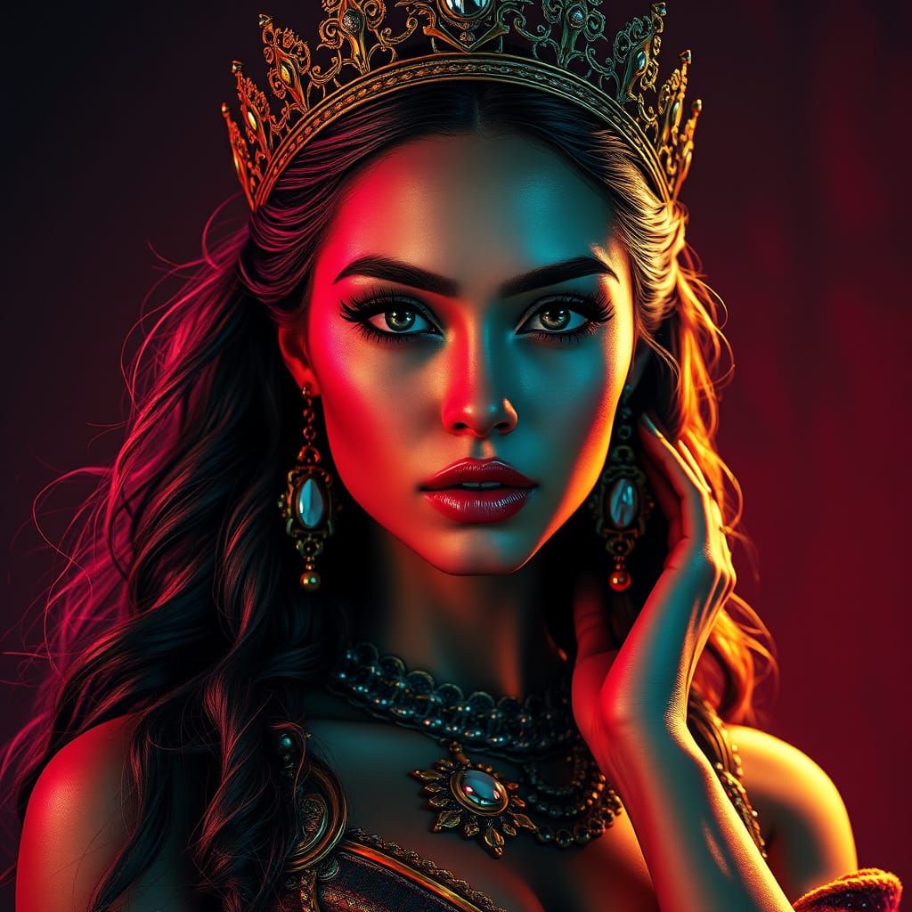 Regal Beauty in High-Contrast German Expressionism - AI Art