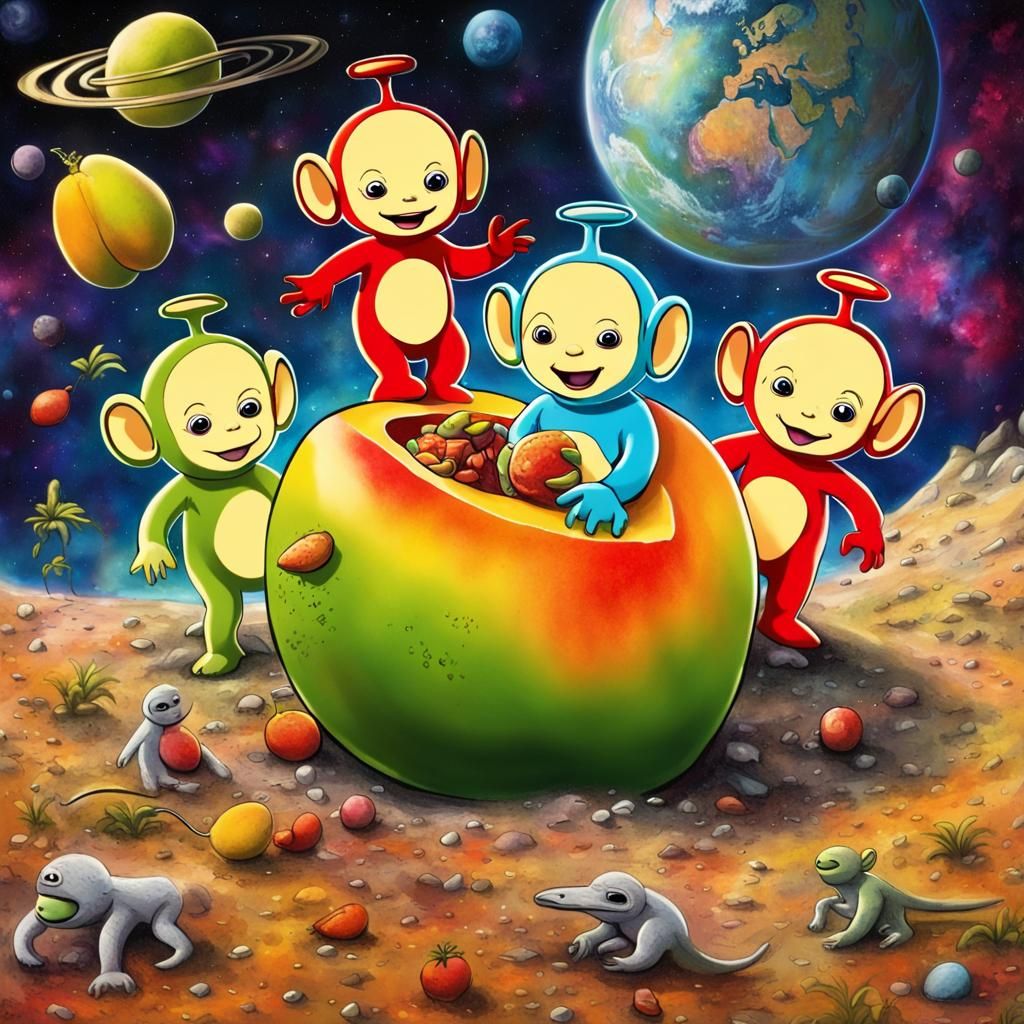 Teletubbie Supper - AI Generated Artwork - NightCafe Creator