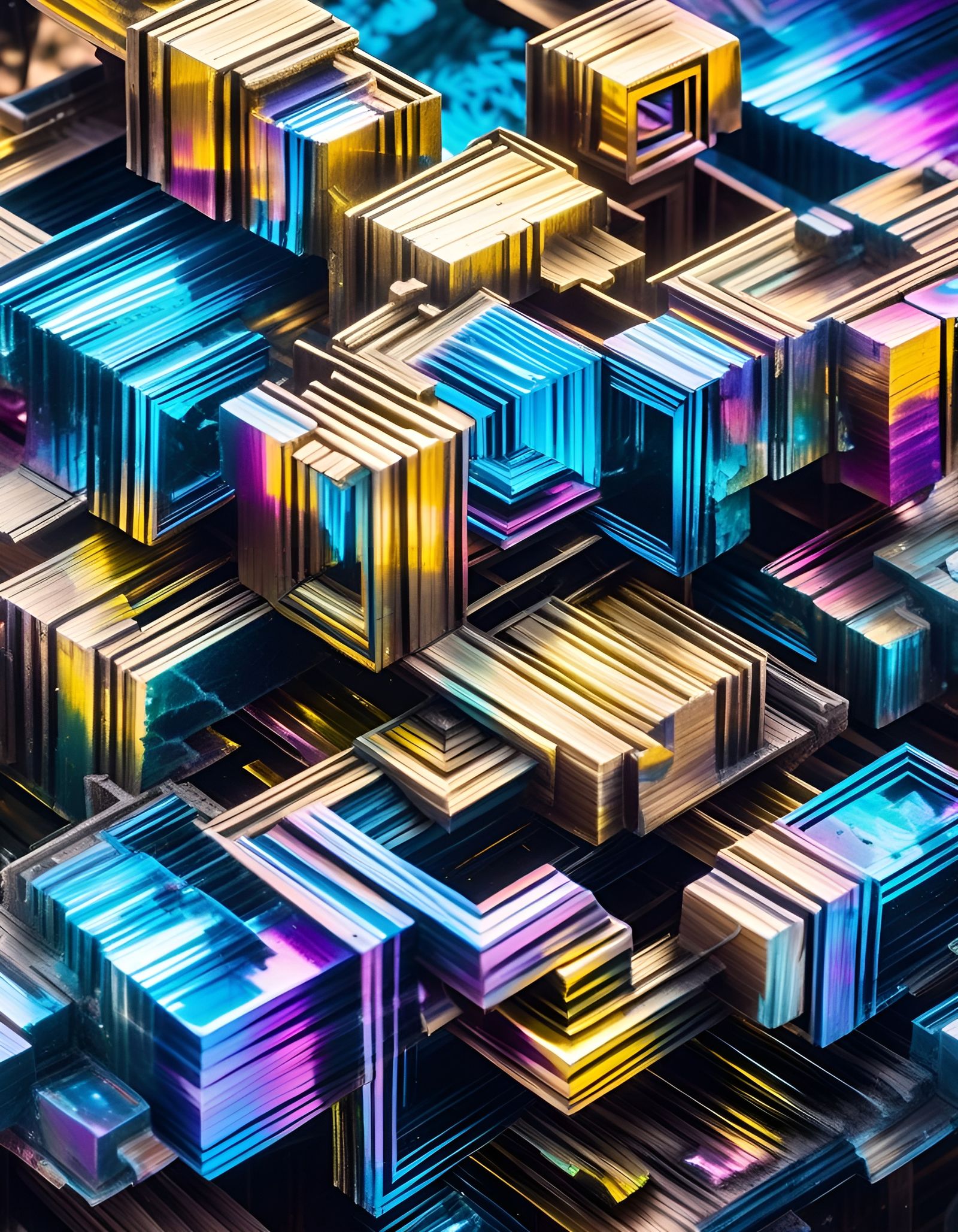 Abstract bismuth labyrinth , 25feb24 - AI Generated Artwork - NightCafe Creator