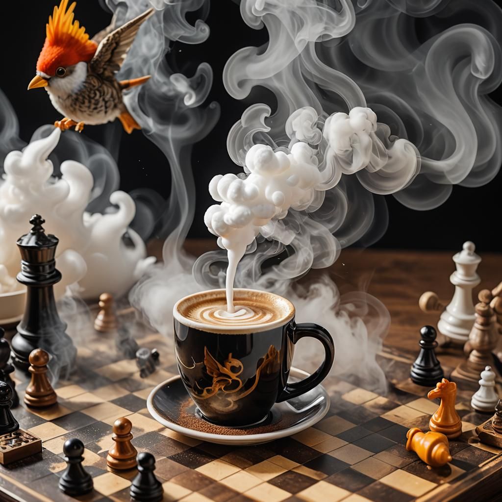Coffee and chess - AI Generated Artwork - NightCafe Creator