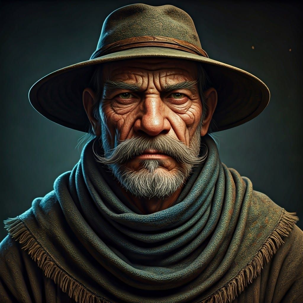 Grizzled Human Magic-User - Ancient Mystic in Earthy Hues