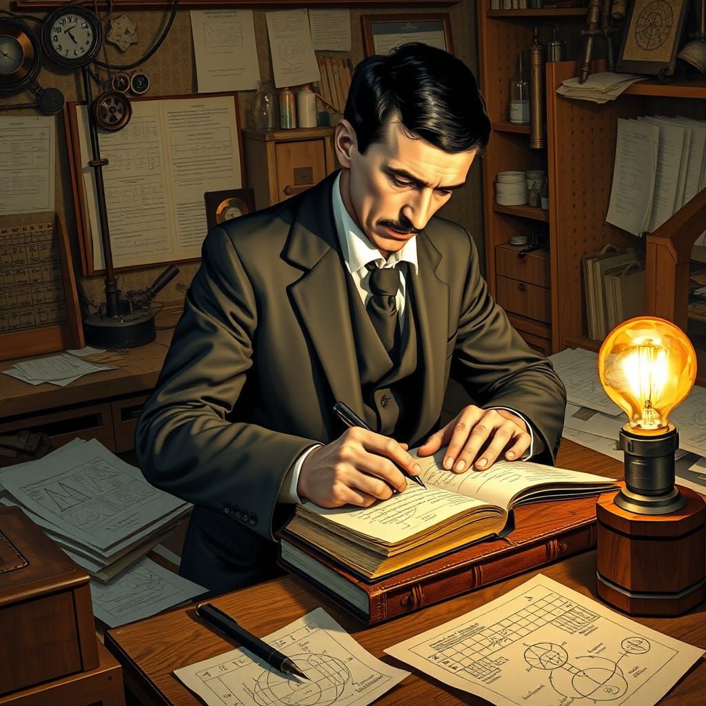 Ingenious Inventor Solves Complex Equations Amidst... - AI Art