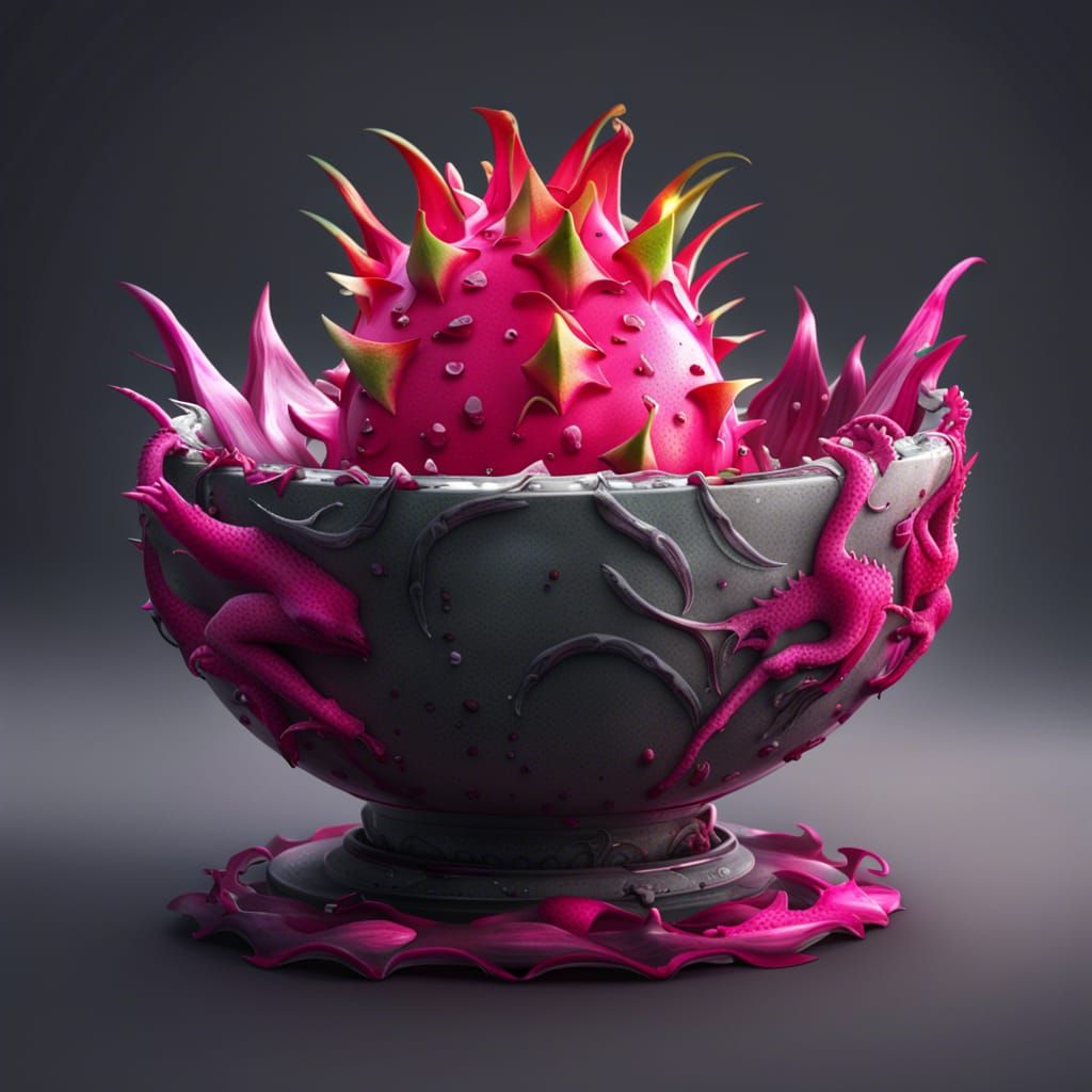 Alien dragon fruit in a bowl - AI Generated Artwork - NightCafe Creator