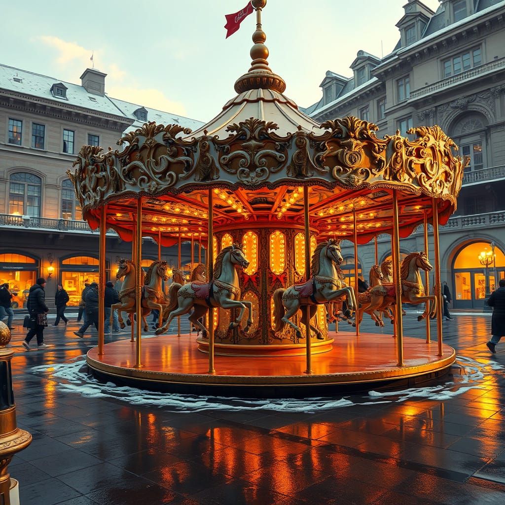 Vintage carousel - Vintage Carousel Scene in Sci-Fi Style