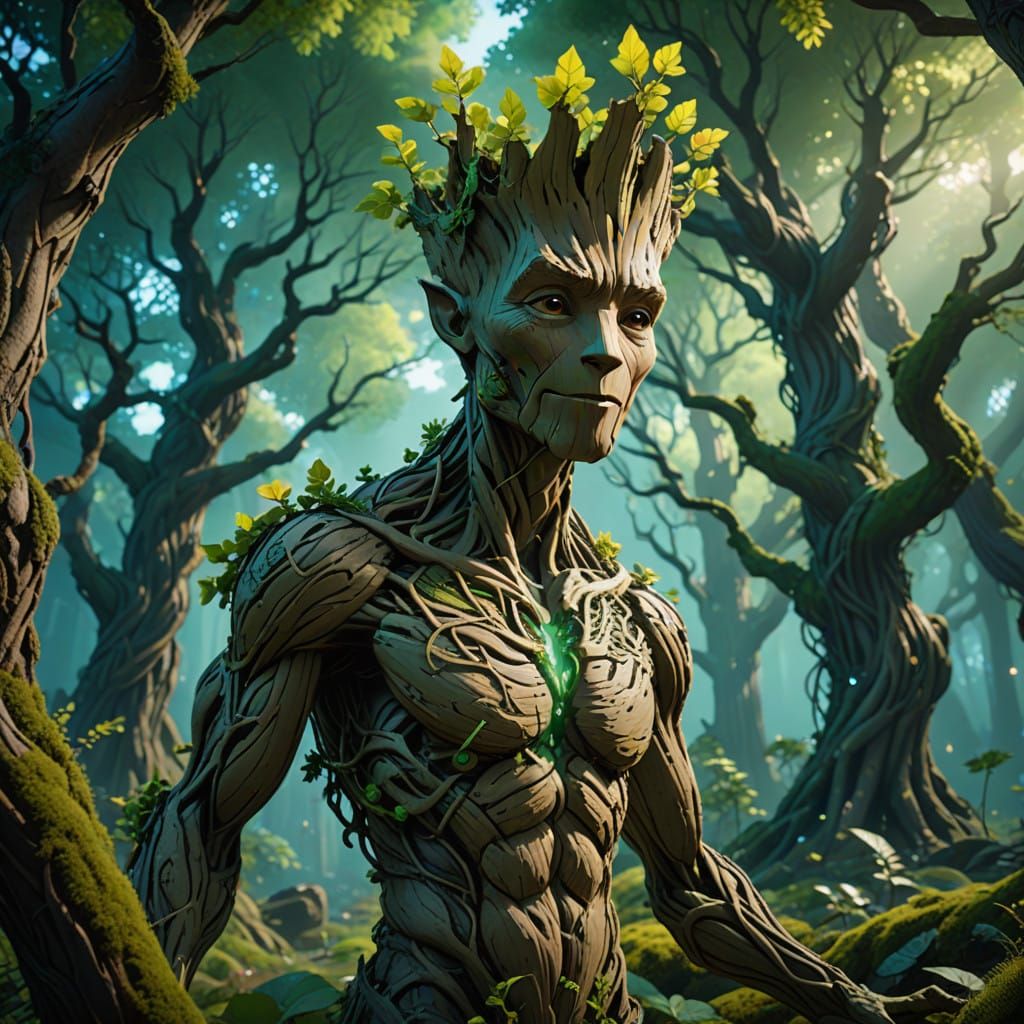 I am groot By artist "anime", 3d anime art, inspired by WLOP ...