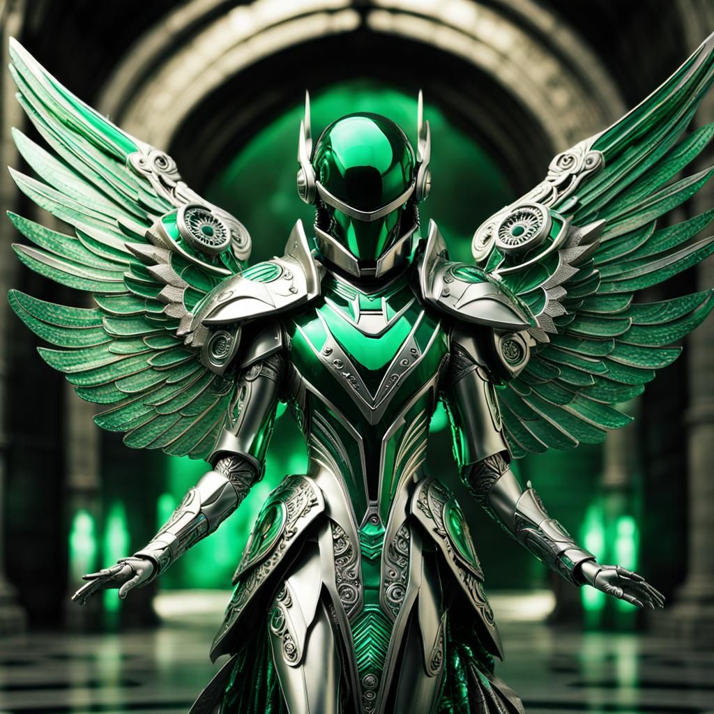 Cybernetic Angel With Metallic Wings - AI Generated Artwork - NightCafe ...