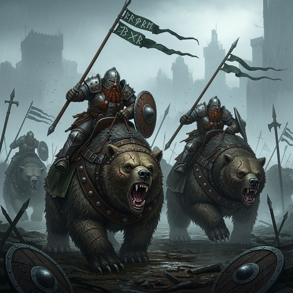 Dwarf Bear cavalry charge - Dwarf Knights on Bears Charge in...