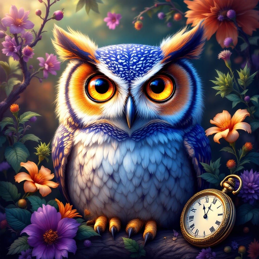 Owl, (large eyes:1.3), (golden yellow eyes:1.2), (feathers:1.2 ...