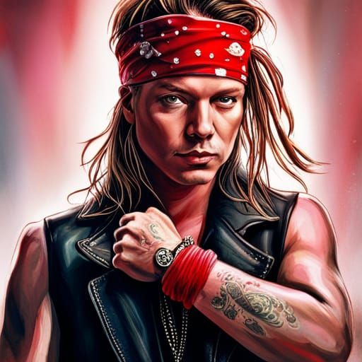 Axl Rose red bandana 1980’s - AI Generated Artwork - NightCafe Creator