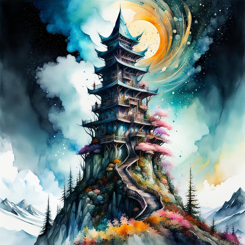 The Tower of Everchanging Knowledge : r/nightcafe