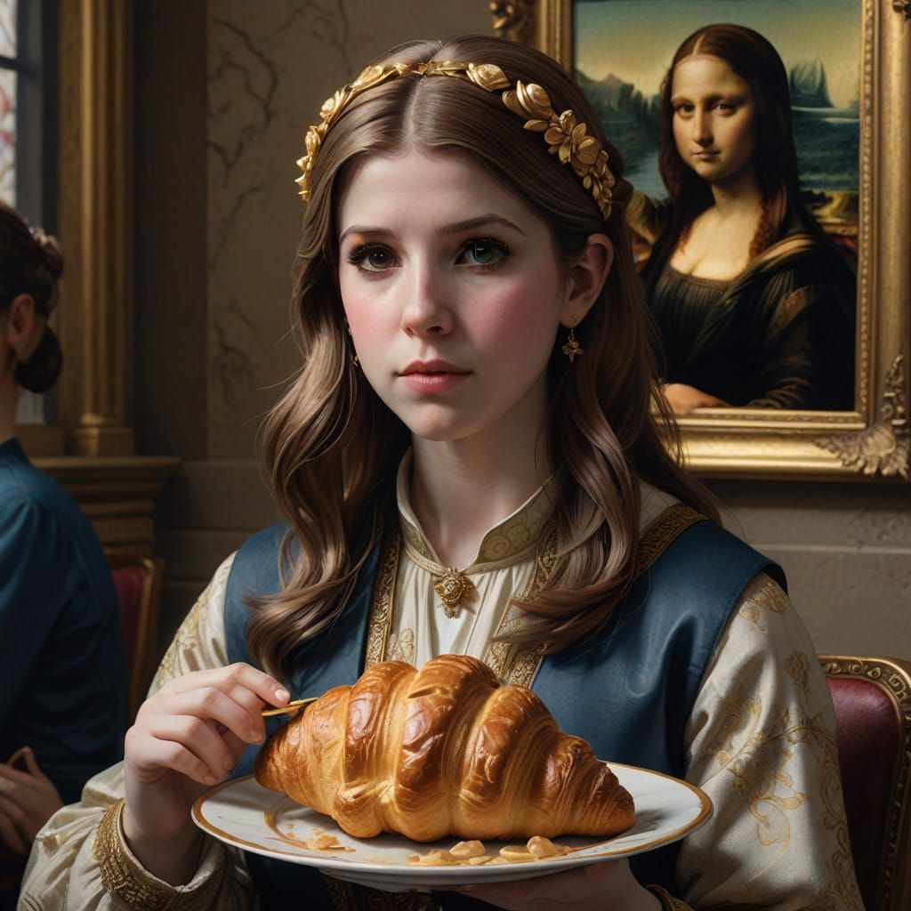 Anna Kendrick Enjoys Croissant in Thoughtful Mona ... - AI Art