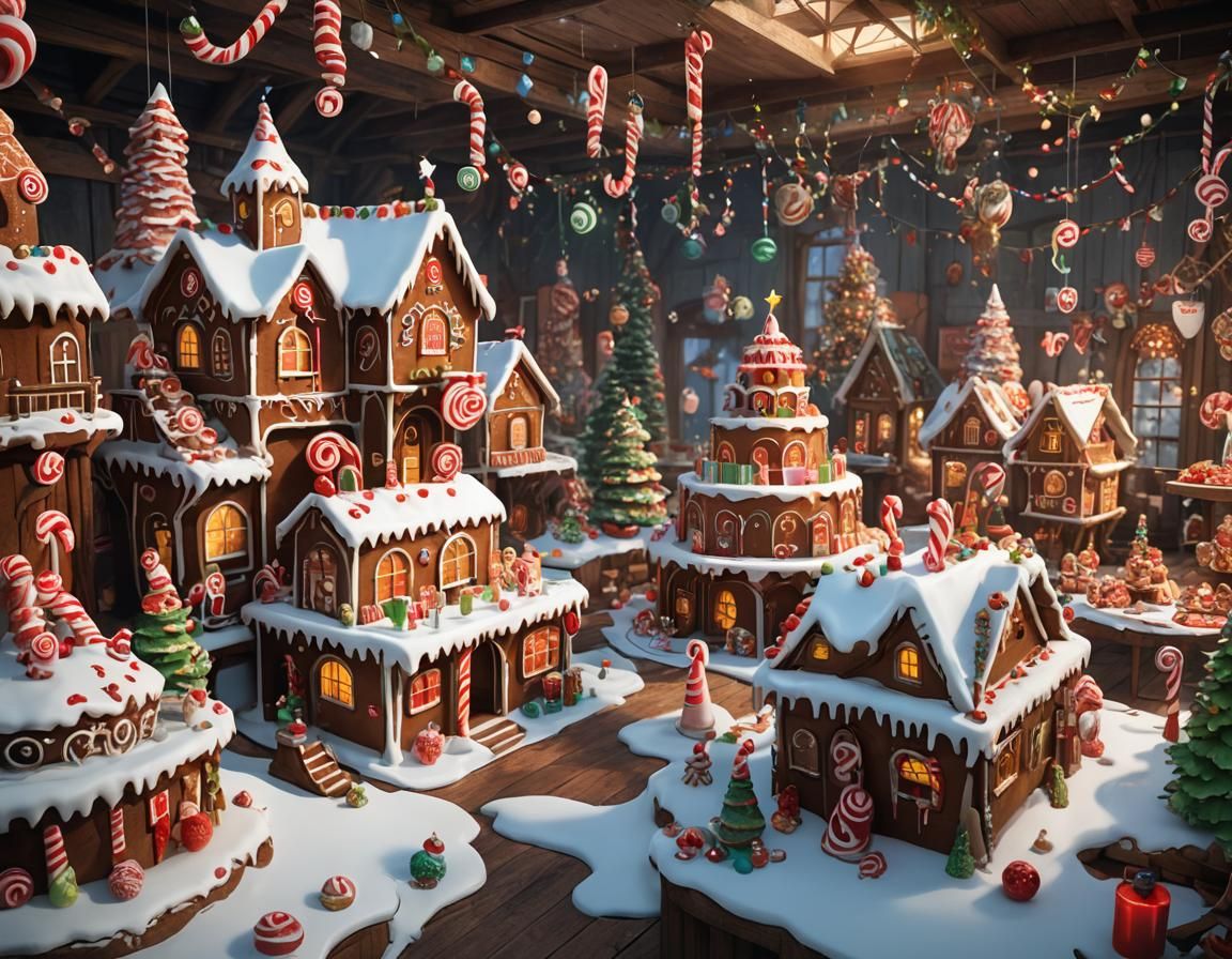 north pole candy gingerbread candycane rustic theme cake bakery room ...