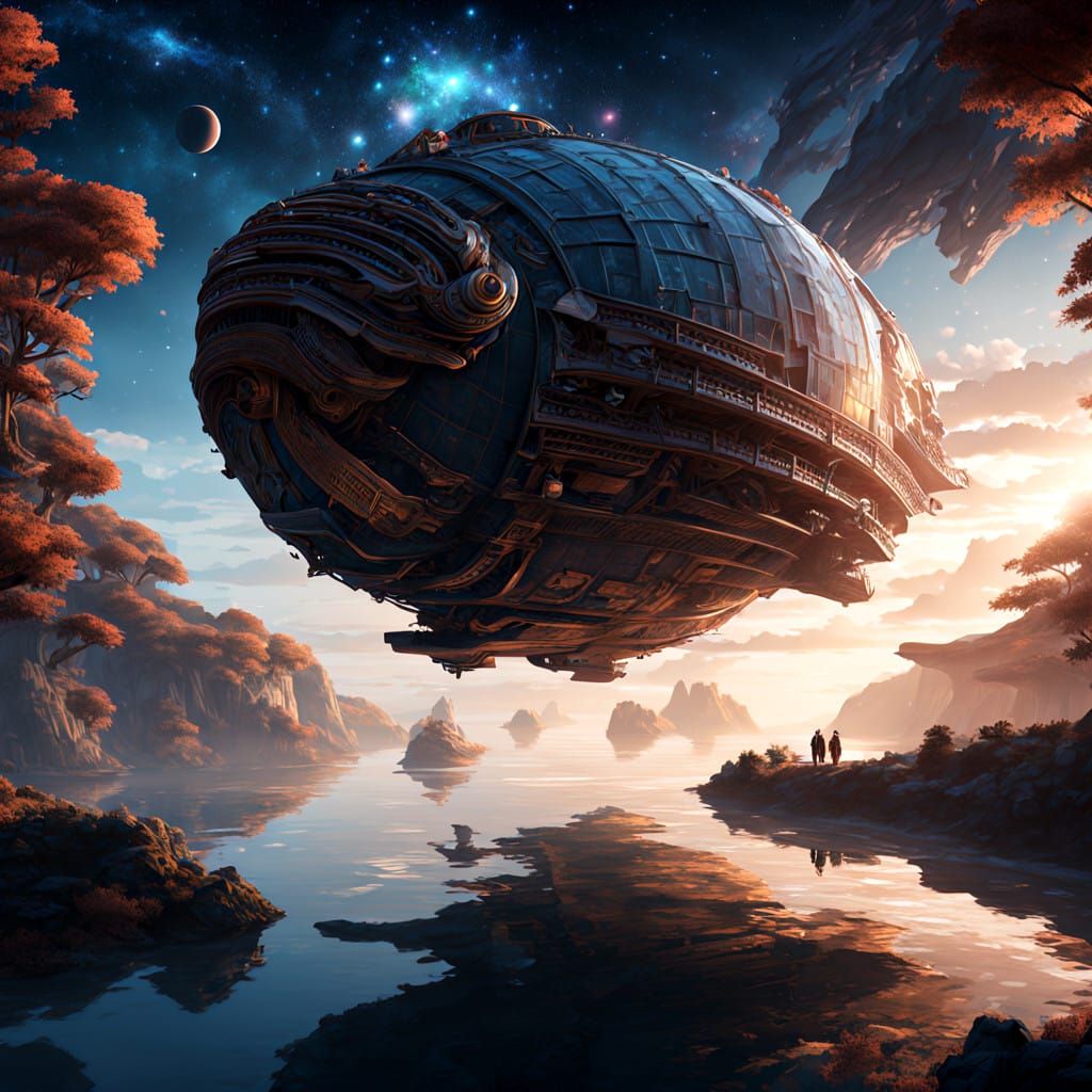 Nautilus ship in unknown space - Majestic Nautilus Ship in C...