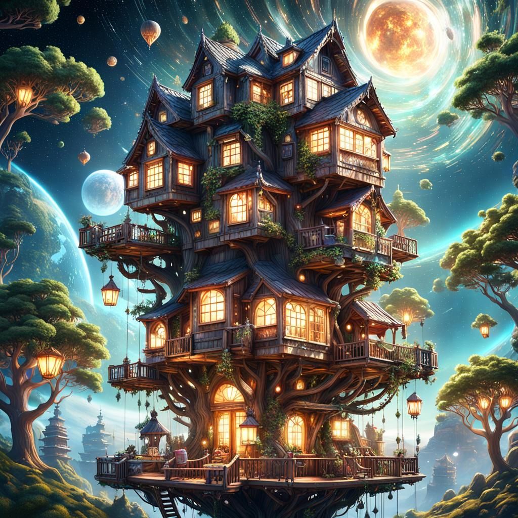 Dream family treehouse - AI Generated Artwork - NightCafe Creator