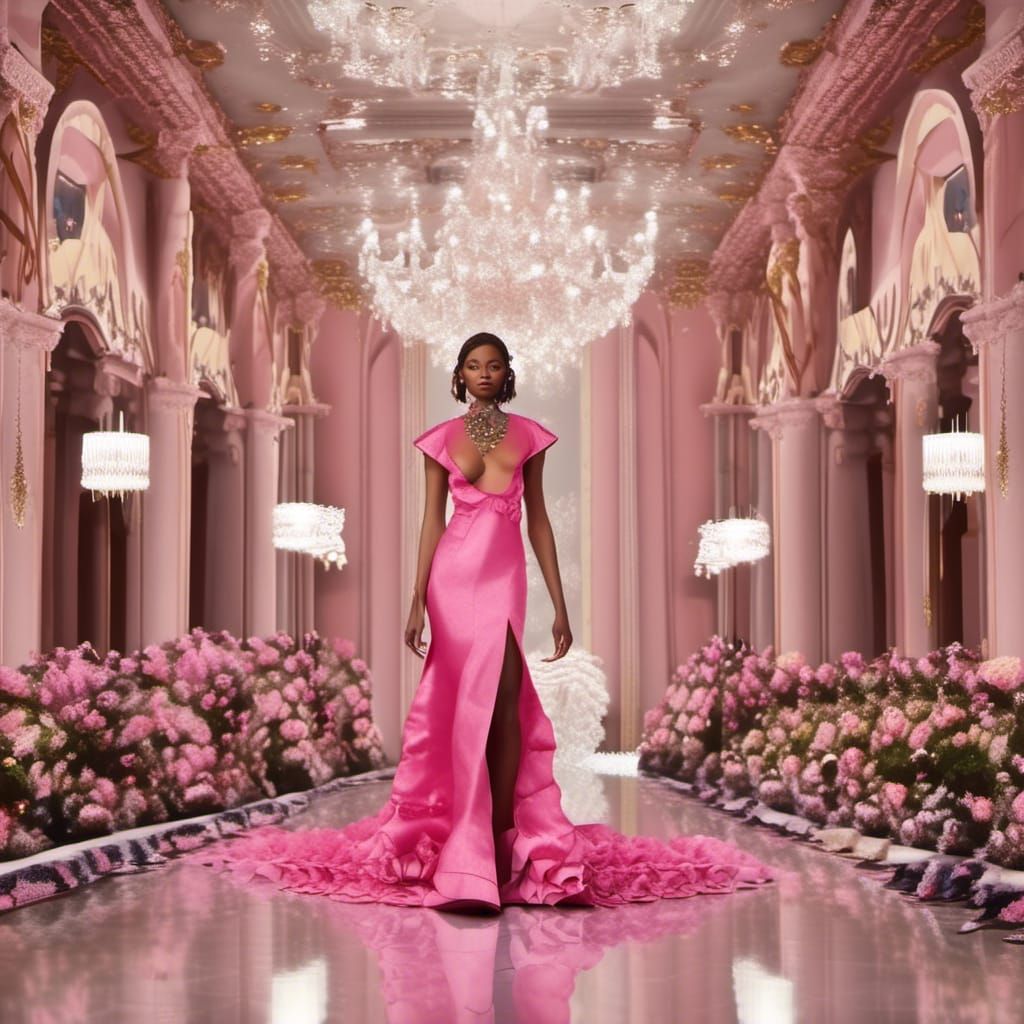 Picture a glamorous runway with bright lights and a hushed audience ...