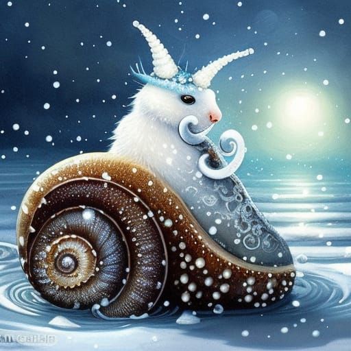 A snowy furry snail - AI Generated Artwork - NightCafe Creator
