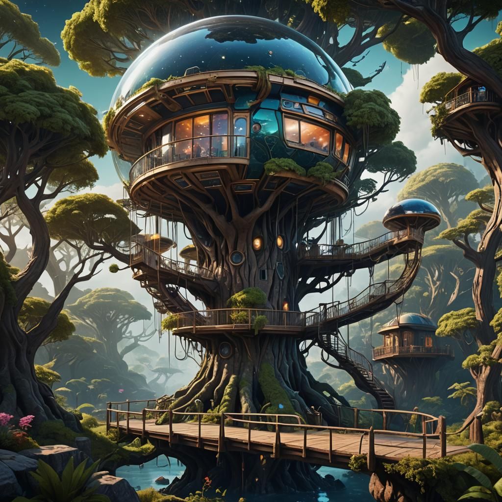 Treehouse - AI Generated Artwork - NightCafe Creator