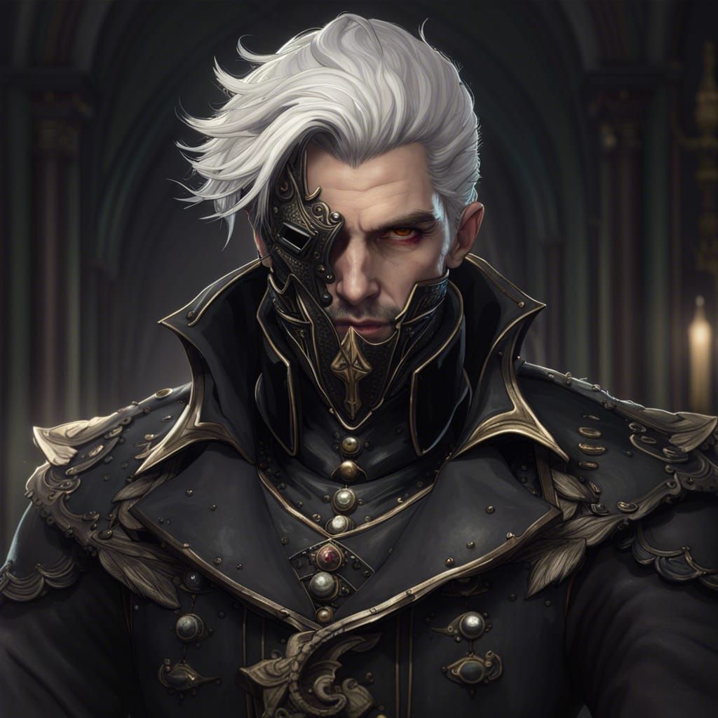 Male soldier bloodborne hunter with white hair and heterochromia eyes ...