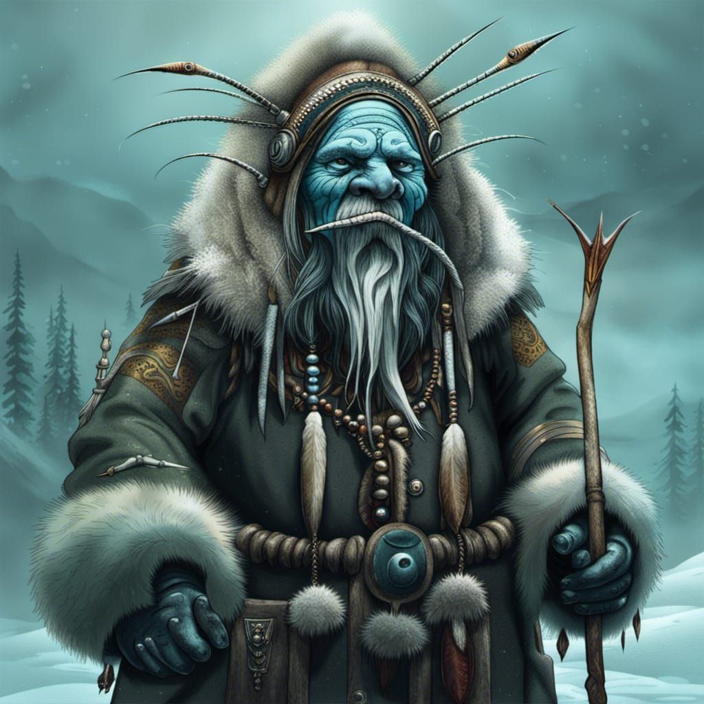 Evil fish-human shaman from the arctic Tundra of the deep north. - AI ...