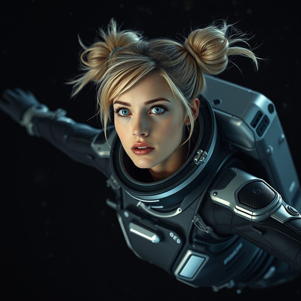 Futuristic Space Explorer in Weightless Orbit - AI Art