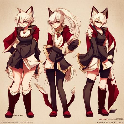 Kitsune character design sheet - AI Generated Artwork - NightCafe Creator