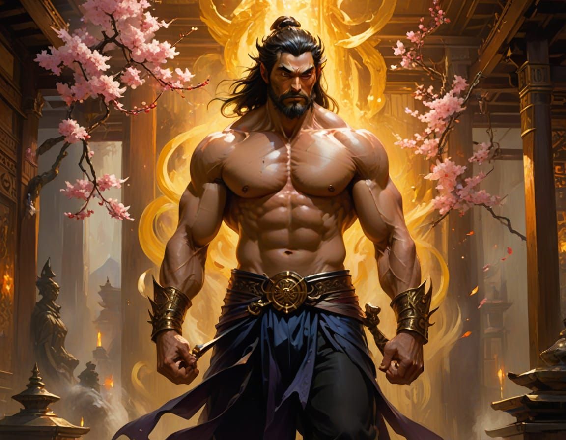 Heroic Wizard Casts Spell Over Sakura Demon Lord i... - AI Art