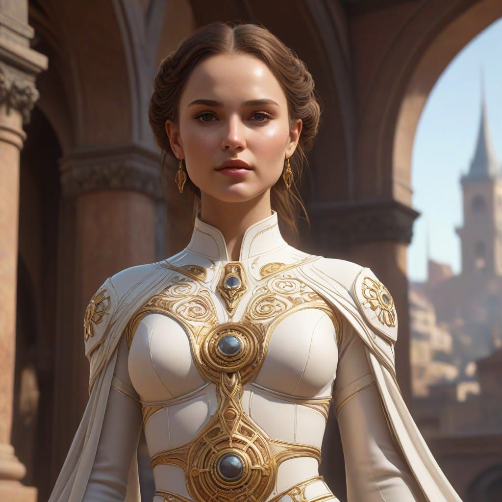 Padme Amidala, Natalie Portman, wearing crop top and high waisted ...