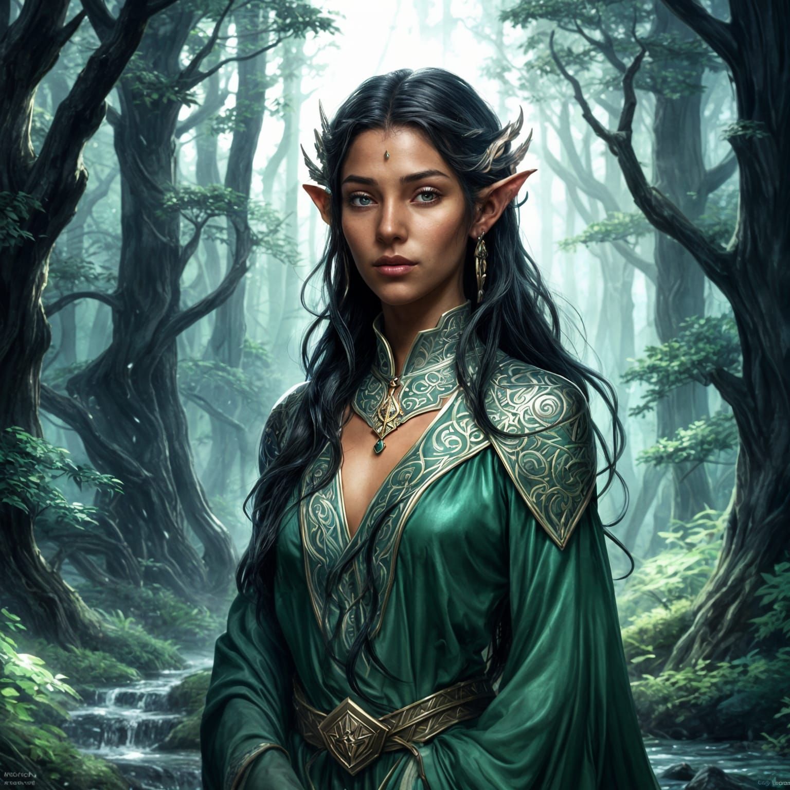 Fantasy Forest Elven Queen - Ethereal Elven Beauty in a Moon...