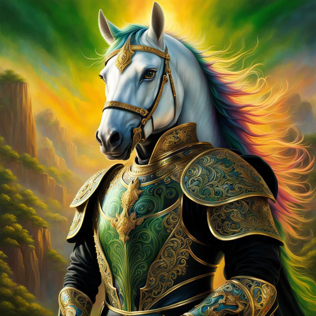 Horse god in armor - AI Generated Artwork - NightCafe Creator