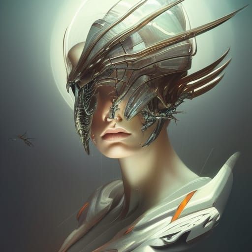 strange alien cyborg insect futuristic unknown species wings - AI ...