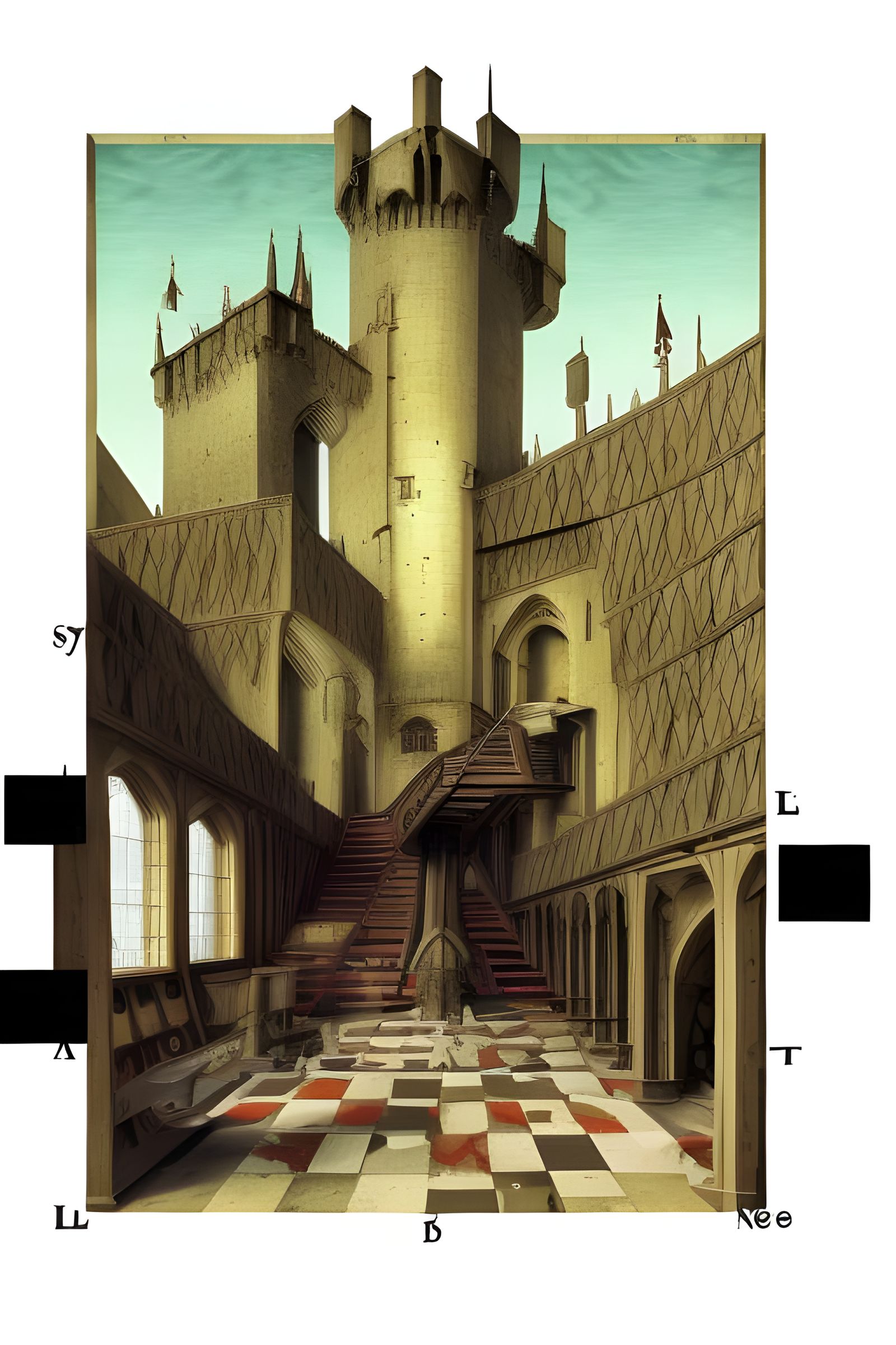 Medieval Castle Library of Knights, Ascending and Descending into ...