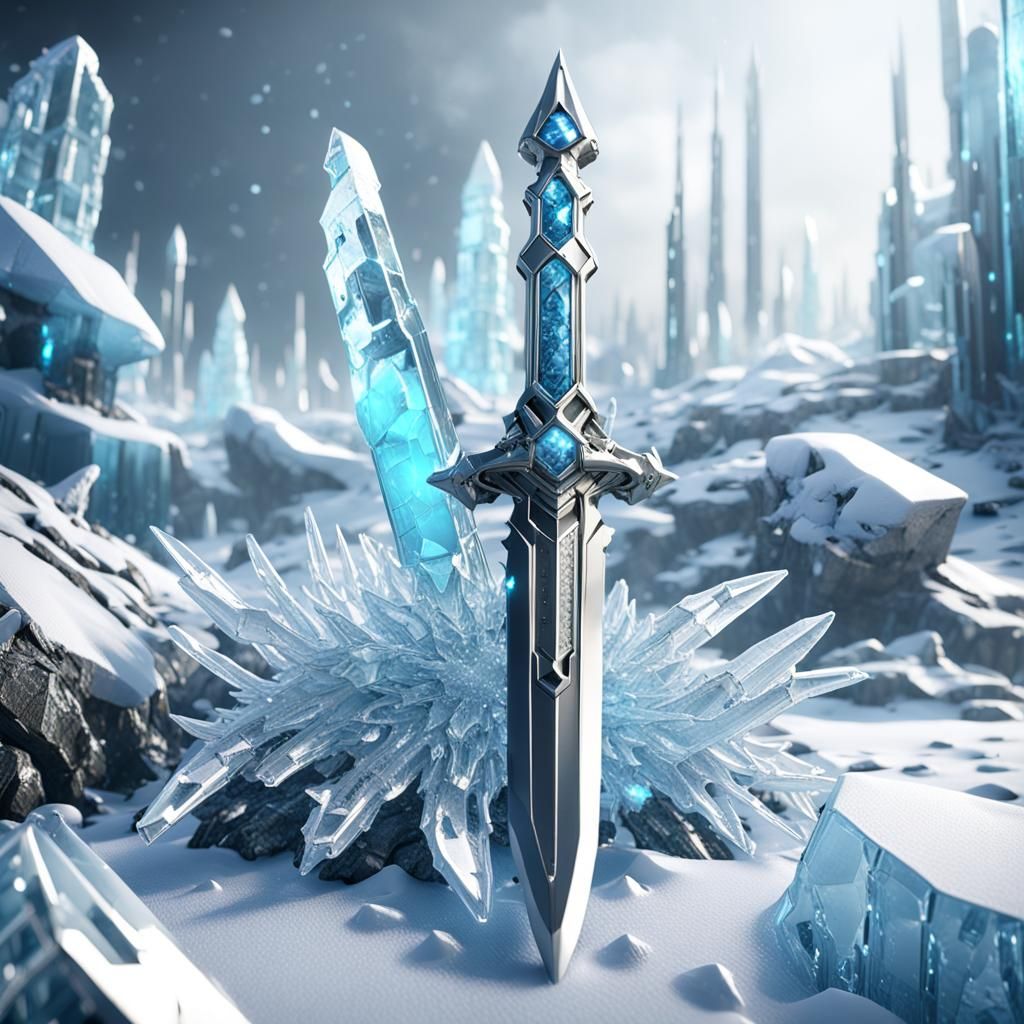 a dagger made of ice - AI Generated Artwork - NightCafe Creator