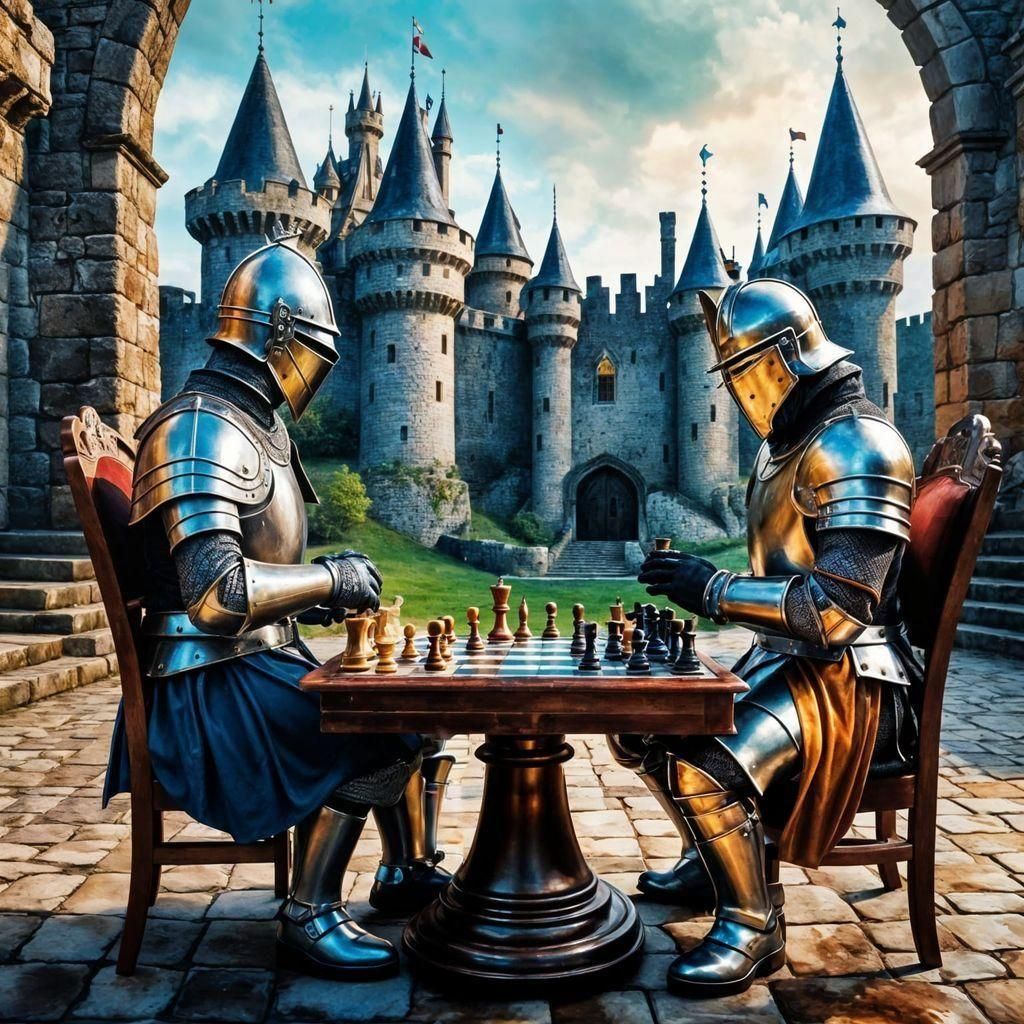 Knights Playing Chess - AI Generated Artwork - NightCafe Creator