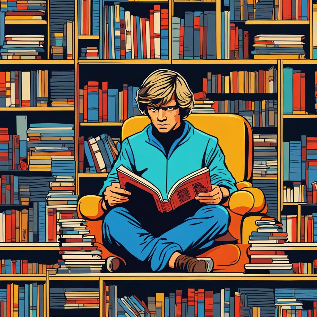 Star Wars Luke Skywalker reading books, cartoon style, sticker sheet ...