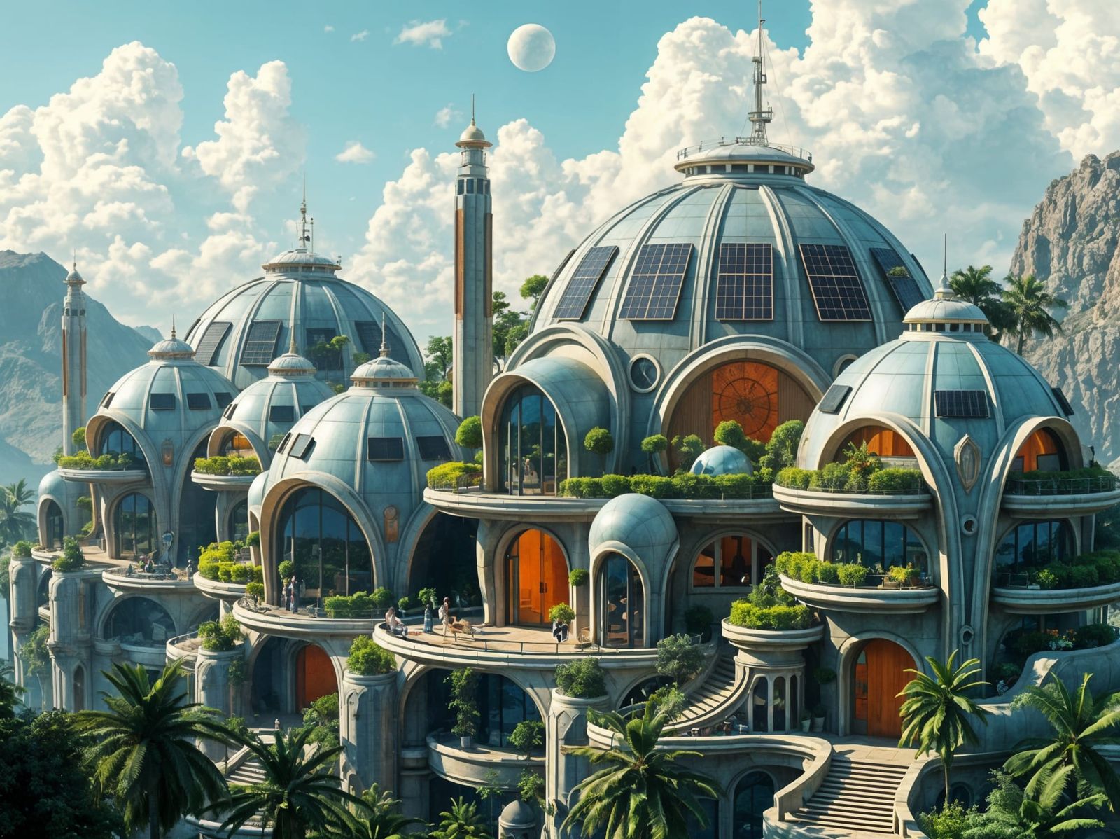 Solarpunk Settlement - Solarpunk Utopia with Sustainable Arc...
