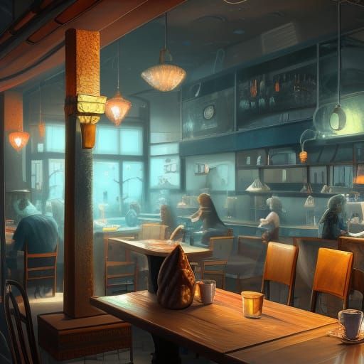 Cafe at night - AI Generated Artwork - NightCafe Creator