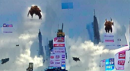 Enormous Behemoth flying over times square - AI Generated Artwork ...