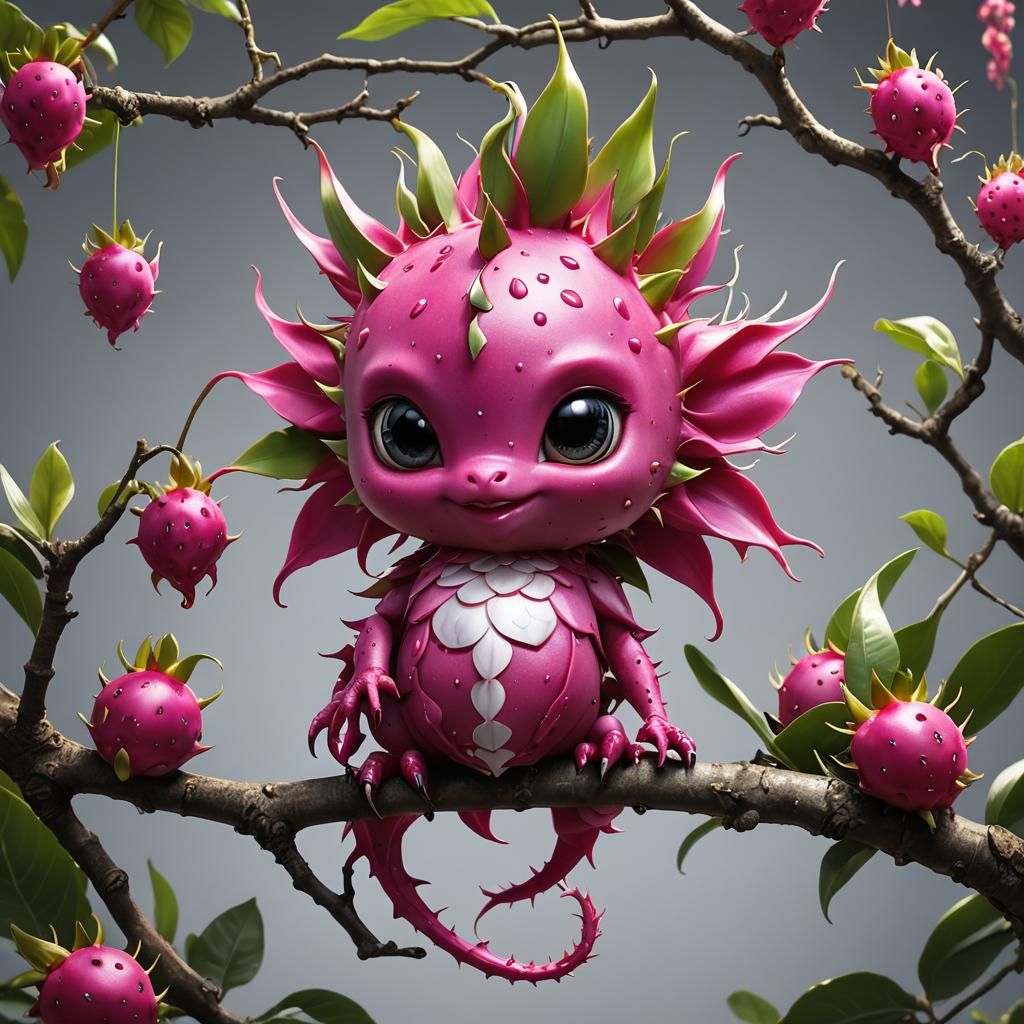 Chibi Dragon Fruit Fae - AI Generated Artwork - NightCafe Creator