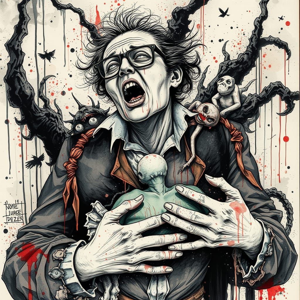 Ethereal Horror: Gothic Birth of a Monster - AI Art