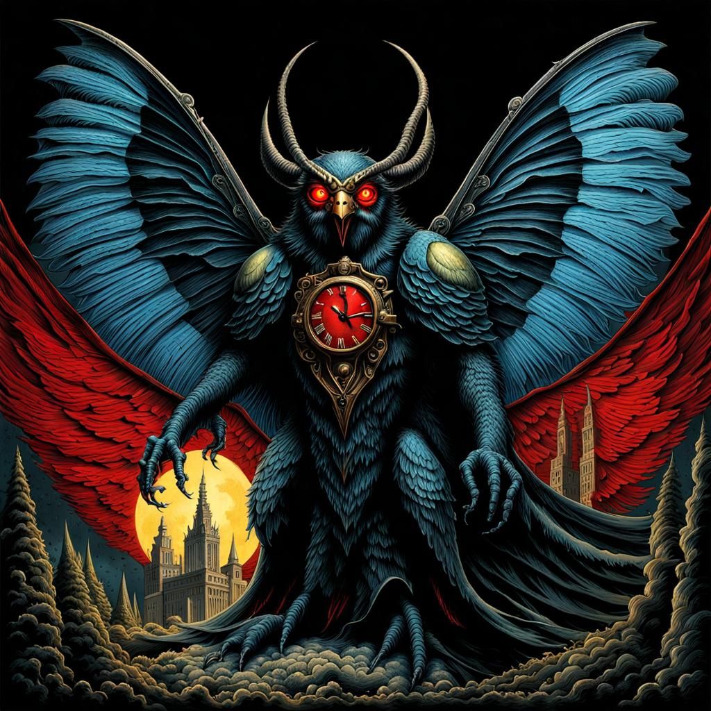 Mothman & Time-Phase Prism - AI Generated Artwork - NightCafe Creator