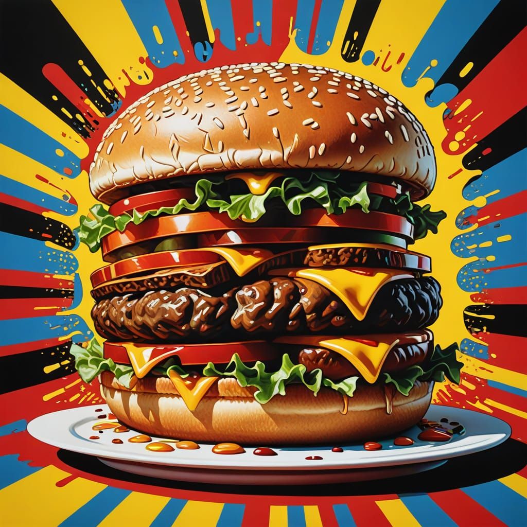 hamburger pop art by Andy worhall - Hyperrealistic Pop Art H...