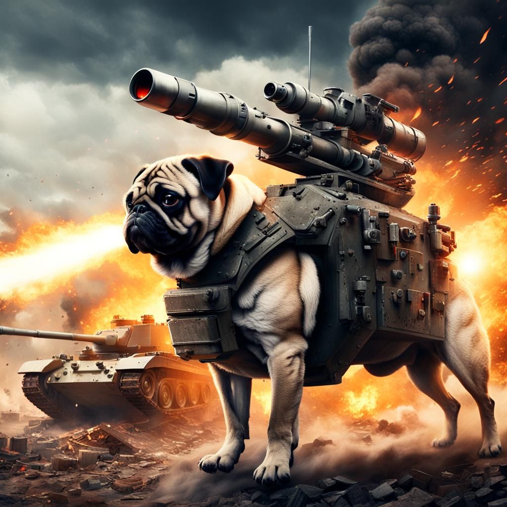 Just pug with rocket launcher on its back, nothing strange - AI ...