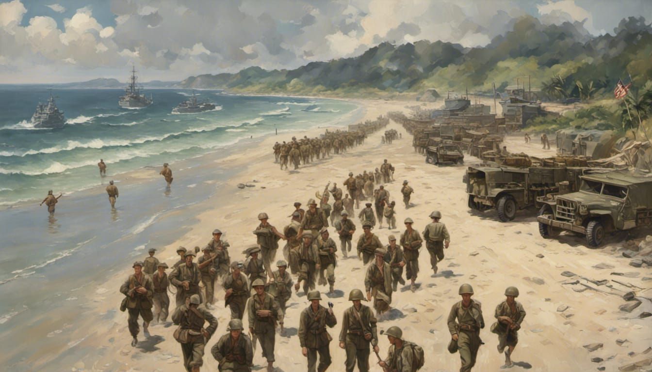 Beach Landing - Battle of Okinawa WW II - AI Generated Artwork ...