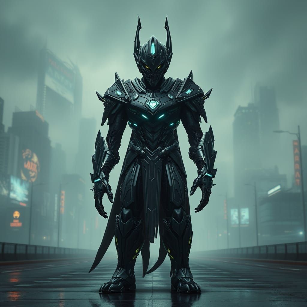 Futuristic Alien King in High-Tech Armor Dominates... - AI Art