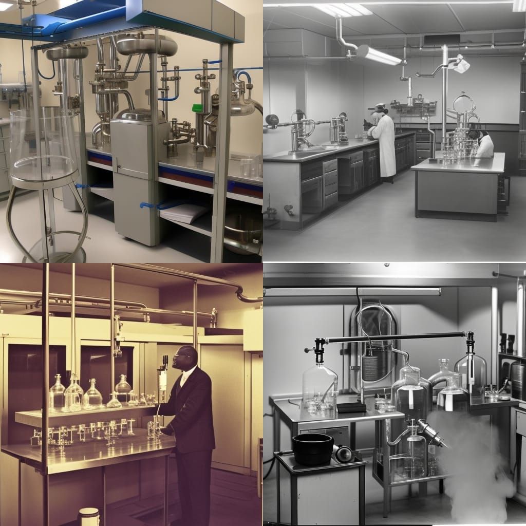 create an image of a chemistry lab with a fume hood, with appropriate ...